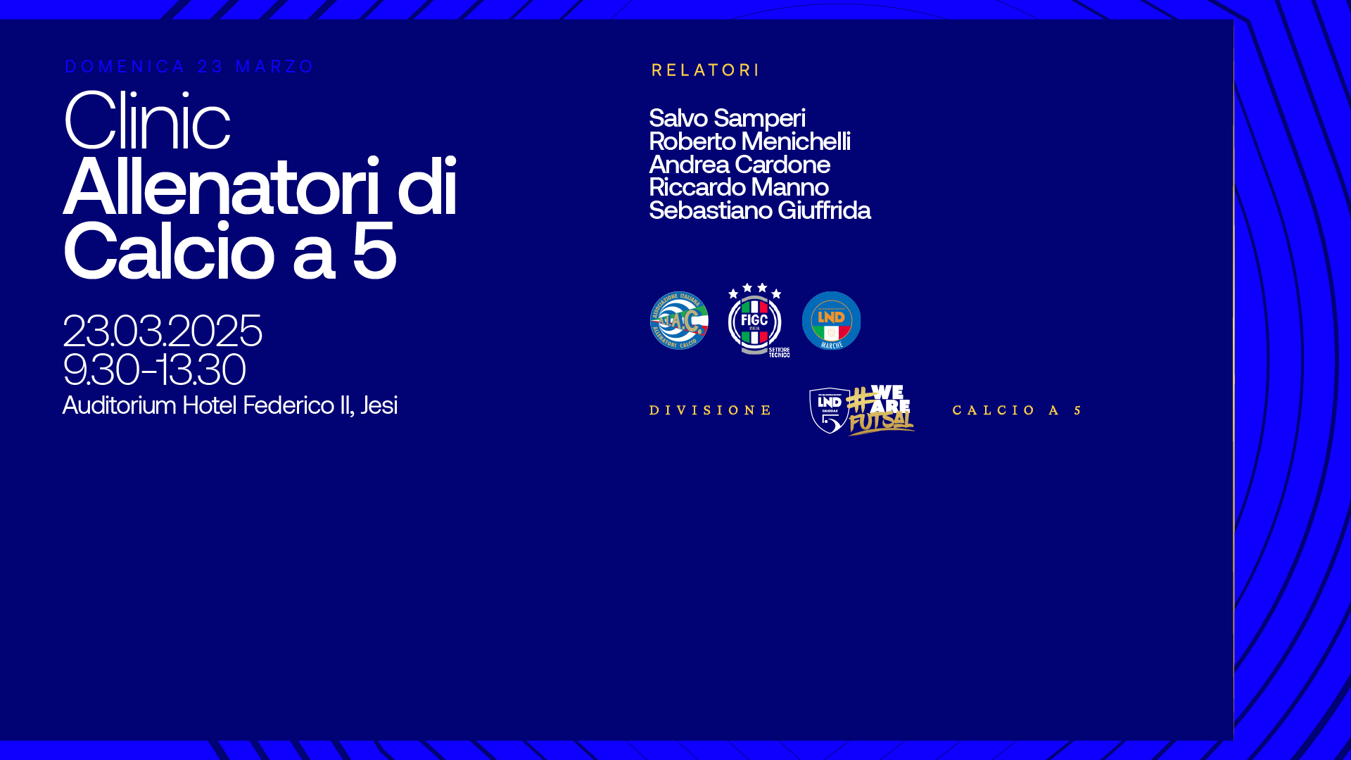 Clinic per allenatori di calcio a 5 domenica 23 marzo a Jesi: tutte le info - Divisione Calcio a 5